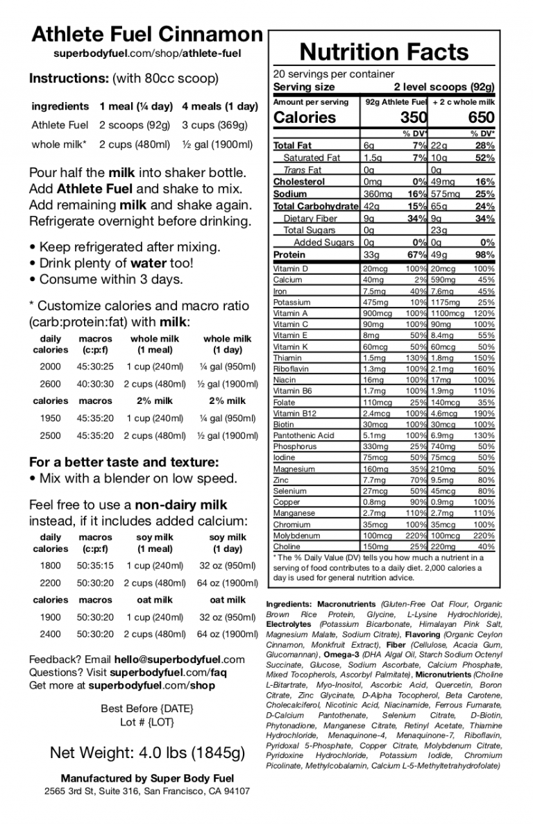 Athlete Fuel – Super Body Fuel